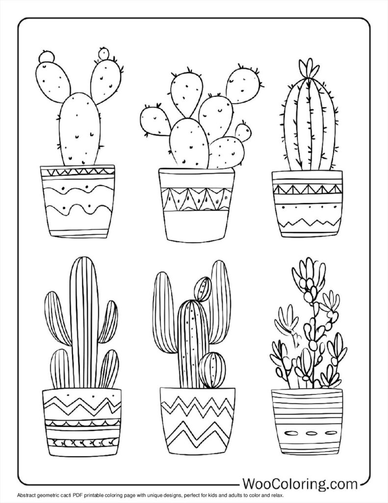 100+ Cactus coloring pages (Free PDF To Print) | Woo Coloring