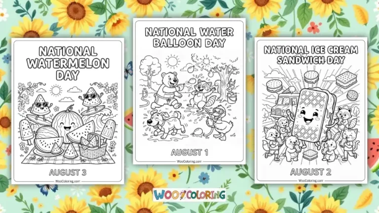 31 August Coloring Pages (Free PDF To Print) | Woo Coloring