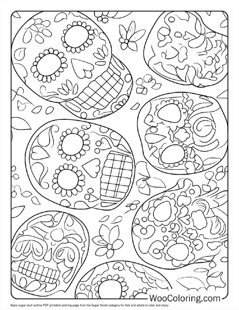 100+ Sugar Skulls coloring pages (Free PDF To Print) | Woo Coloring