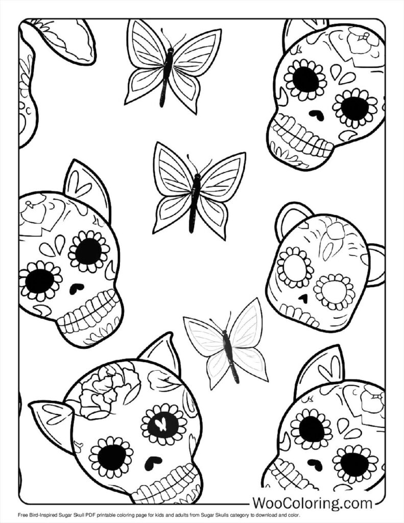 100+ Sugar Skulls coloring pages (Free PDF To Print) | Woo Coloring