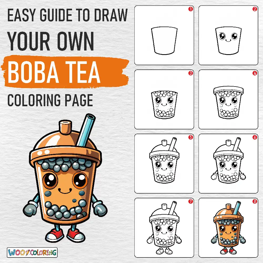 24 Boba Tea Coloring Pages (Free PDF To Print) | Woo Coloring