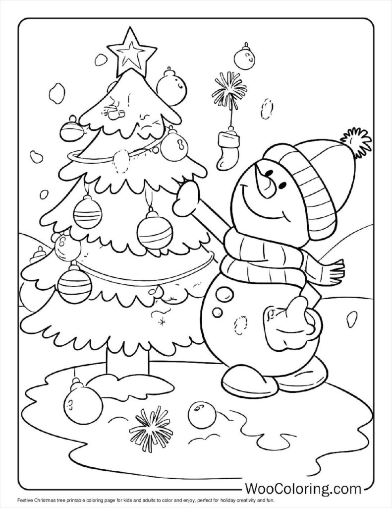 100+ Christmas Tree coloring pages (Free PDF To Print) | Woo Coloring