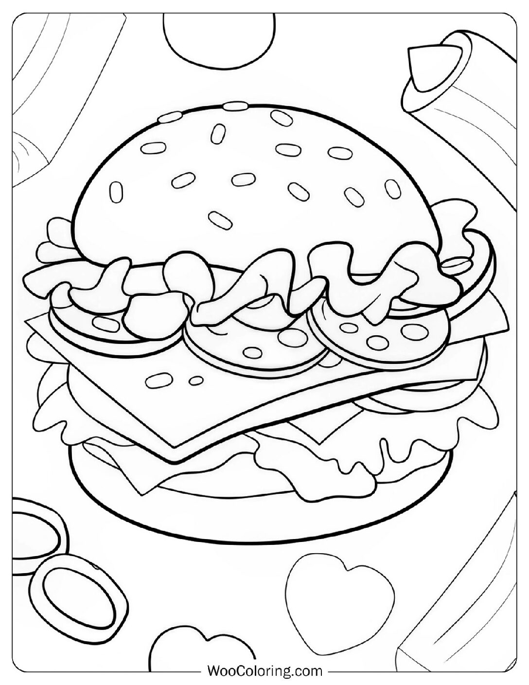 22 Burger Coloring Pages (Free PDF To Print) | Woo Coloring