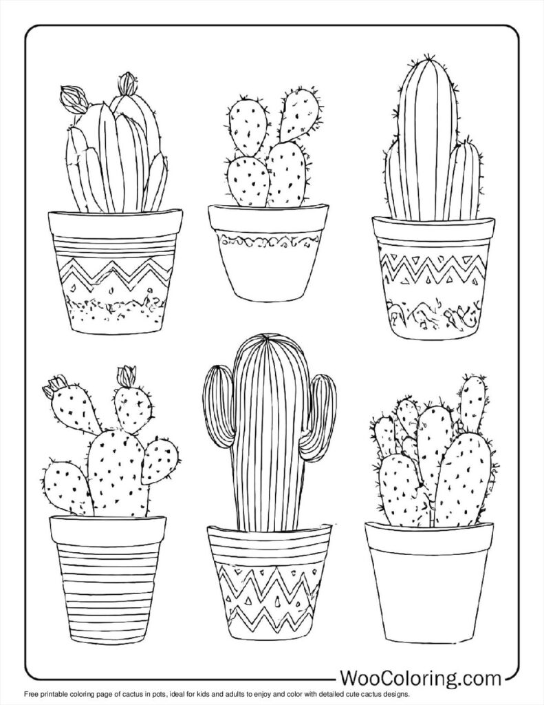 100+ Cactus coloring pages (Free PDF To Print) | Woo Coloring