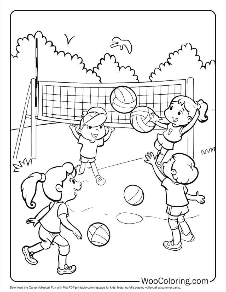 100+ Volleyball coloring pages (Free PDF To Print) | Woo Coloring