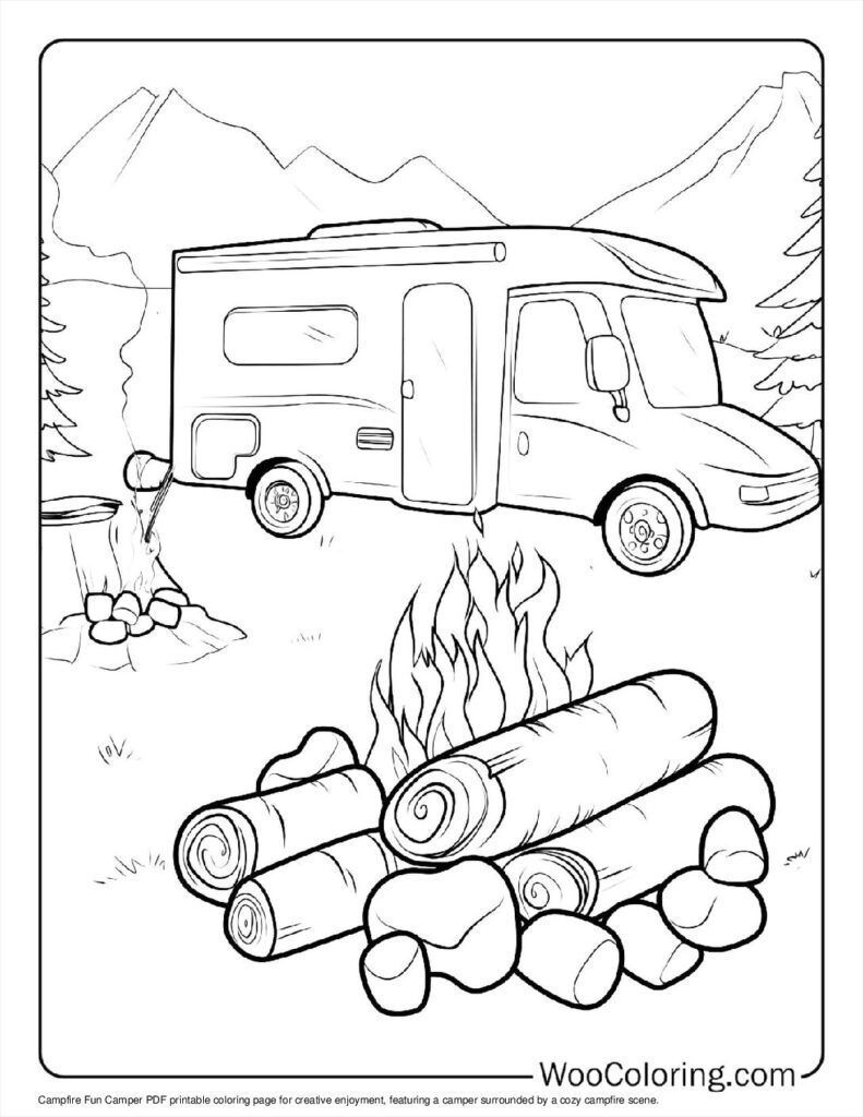 100+ Camper & RV coloring pages (Free PDF To Print) | Woo Coloring