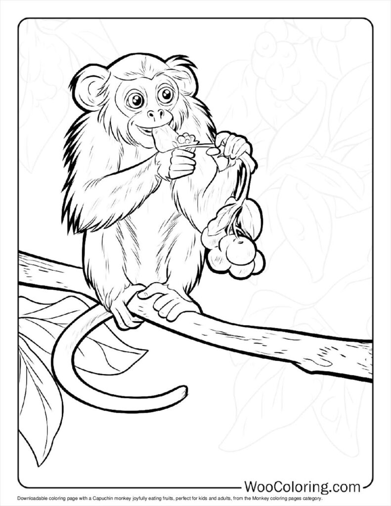 100+ Monkey coloring pages (Free PDF To Print) | Woo Coloring