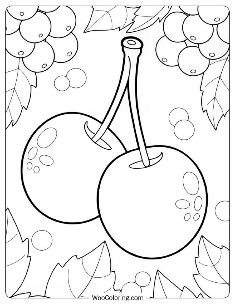 24 Cherry Coloring Pages (Free PDF To Print) | Woo Coloring