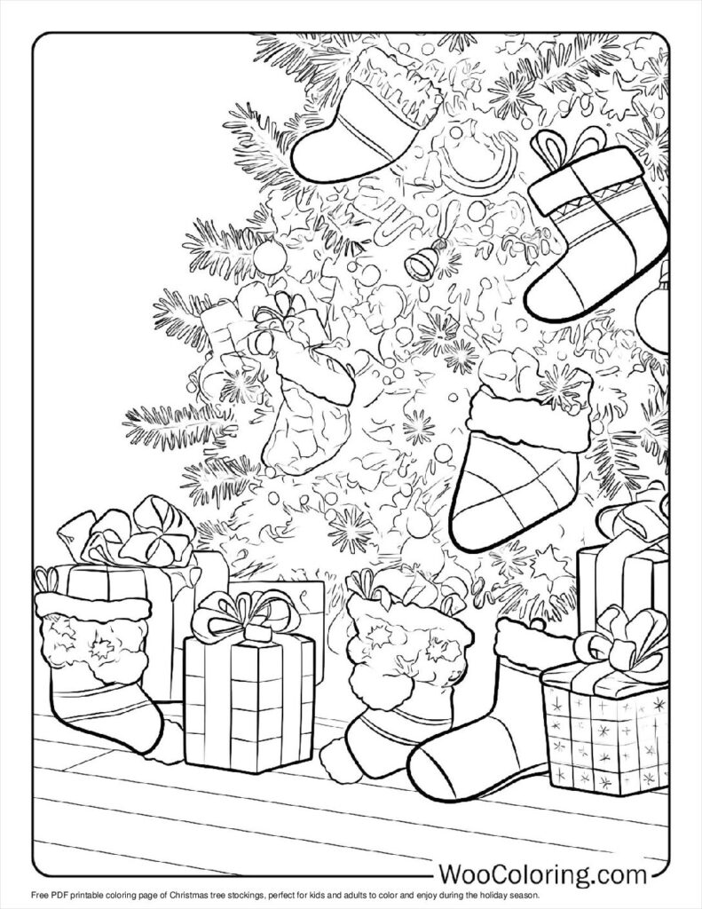 100+ Christmas Stockings coloring pages (Free PDF To Print) | Woo Coloring