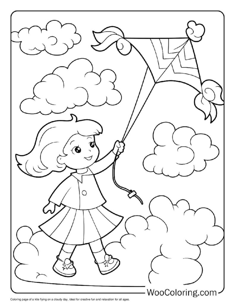 100+ Kite coloring pages (Free PDF To Print) | Woo Coloring