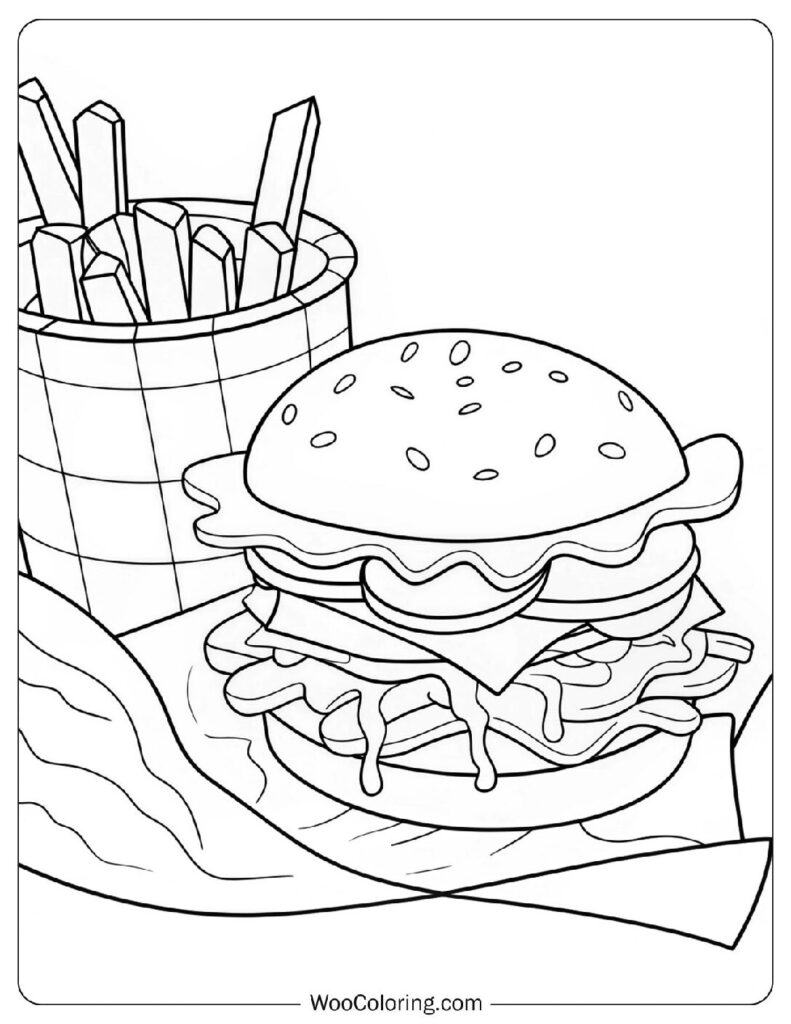 22 Burger Coloring Pages (Free PDF To Print) | Woo Coloring