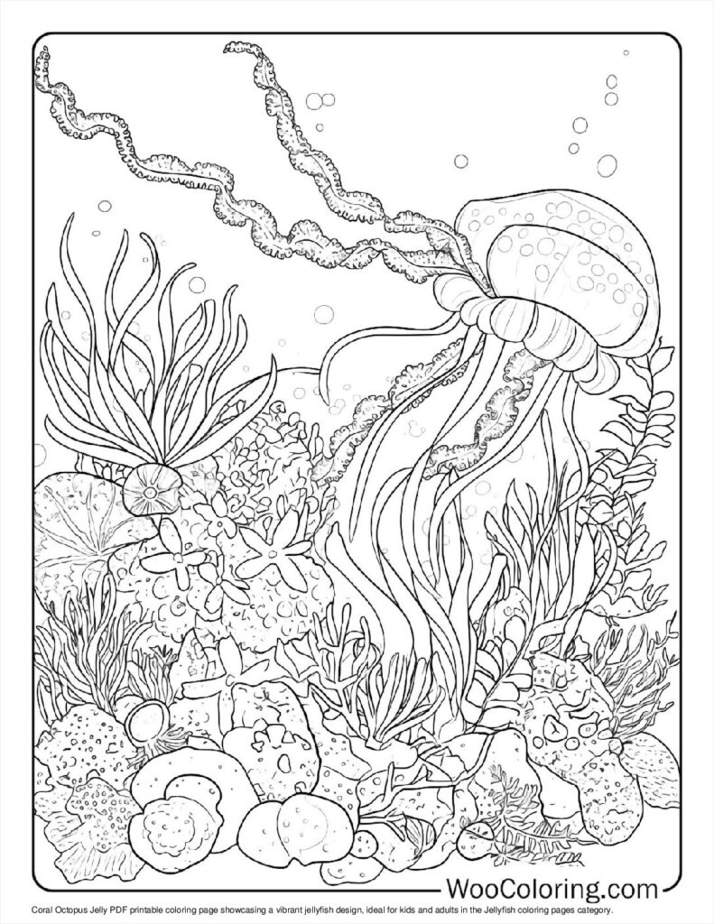 100+ Jellyfish coloring pages (Free PDF To Print) | Woo Coloring