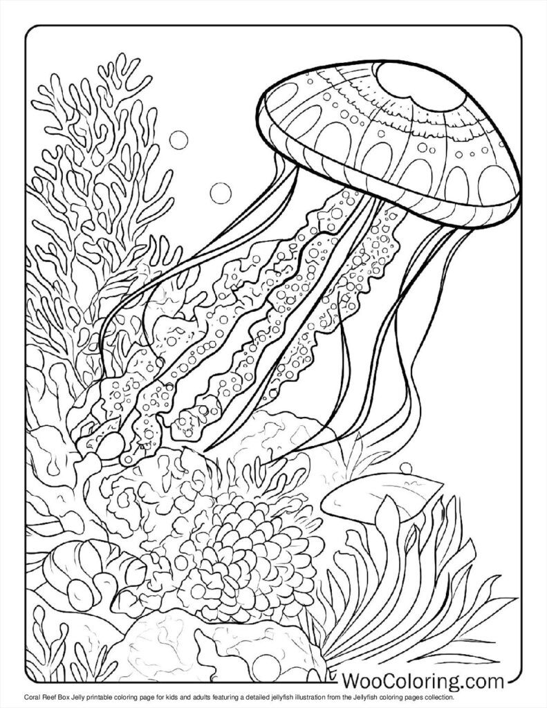 100+ Jellyfish coloring pages (Free PDF To Print) | Woo Coloring