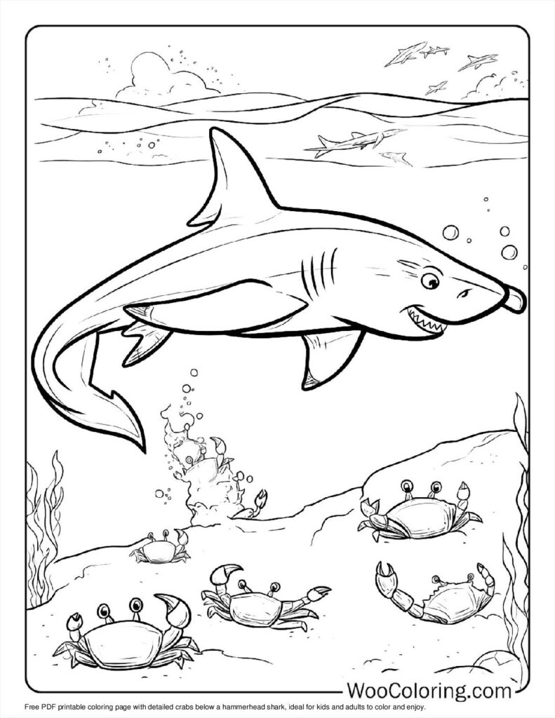 100+ Hammerhead Shark coloring pages (Free PDF To Print) | Woo Coloring