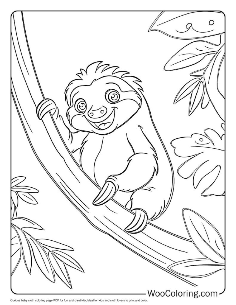 100+ Sloth coloring pages (Free PDF To Print) | Woo Coloring