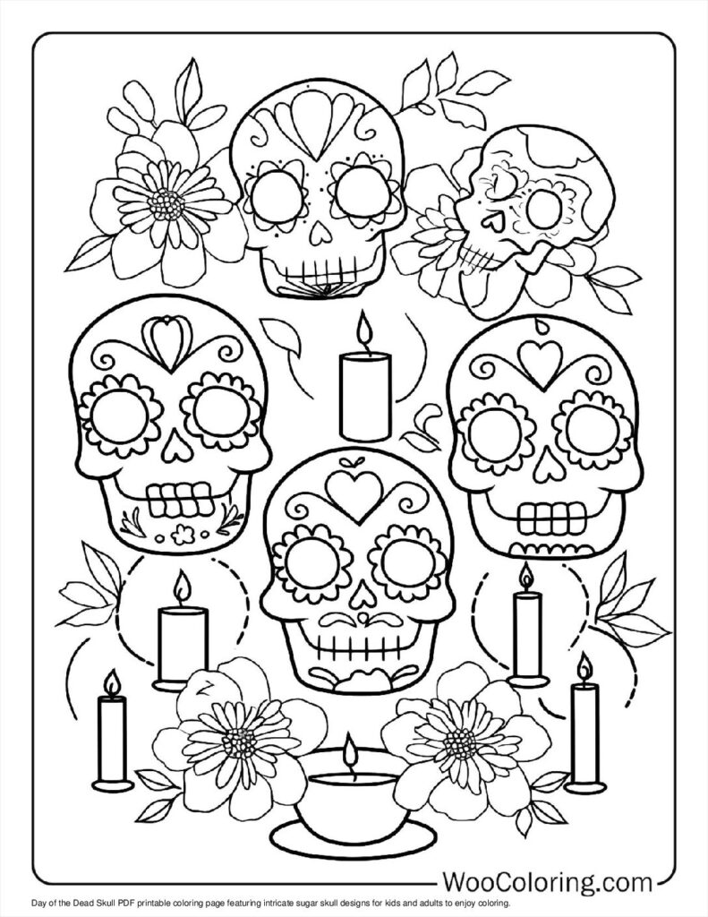 100+ Sugar Skulls coloring pages (Free PDF To Print) | Woo Coloring