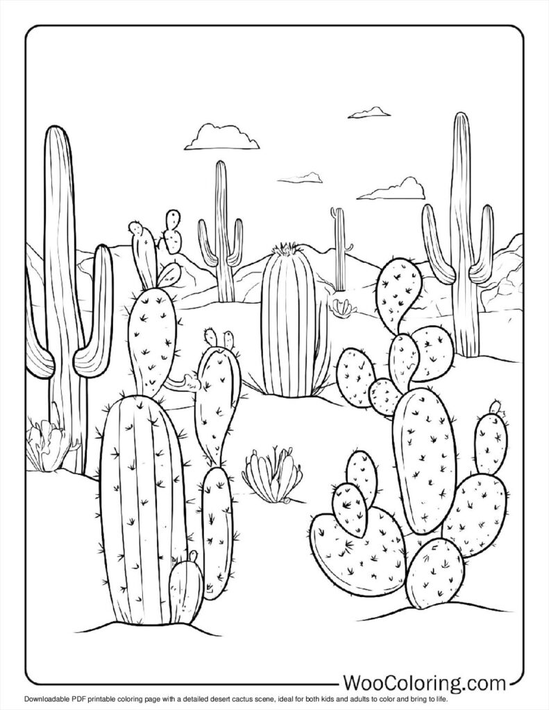 100+ Cactus coloring pages (Free PDF To Print) | Woo Coloring