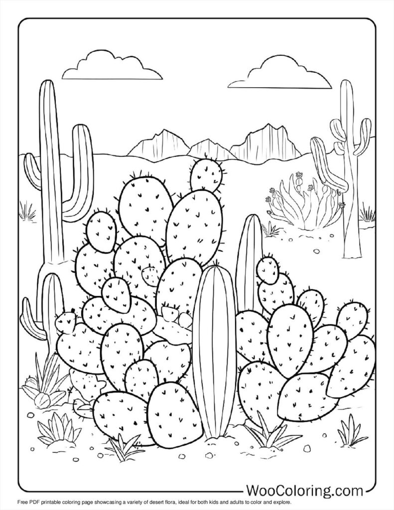 100+ Cactus coloring pages (Free PDF To Print) | Woo Coloring