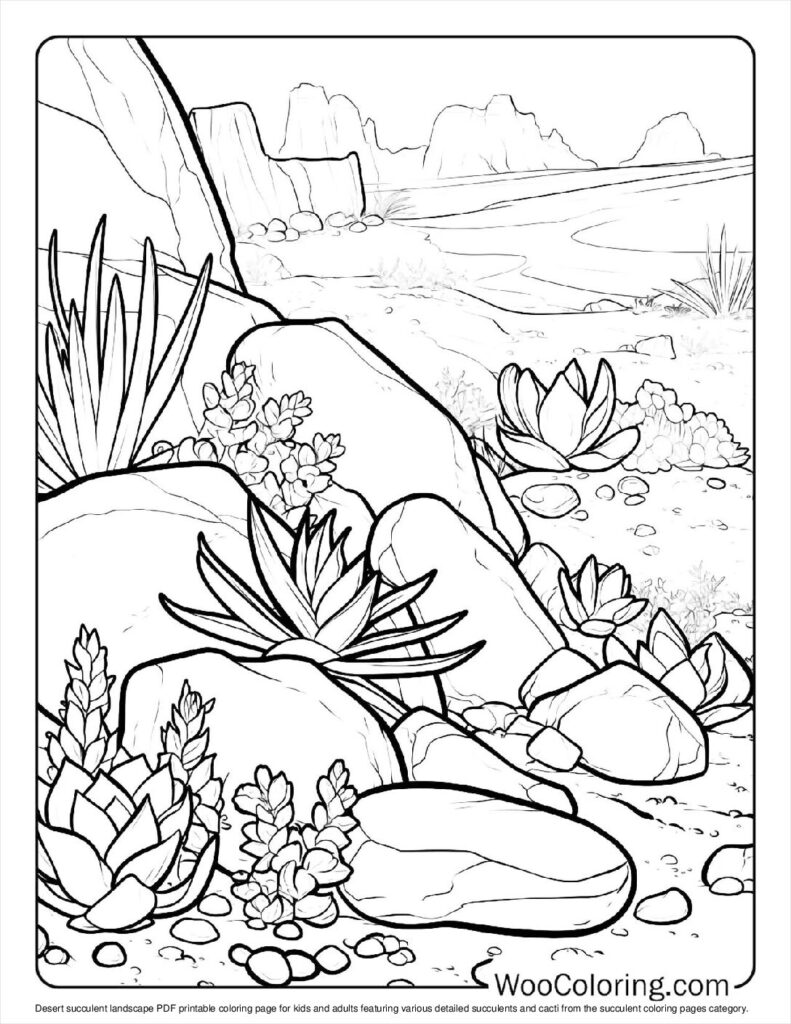 100+ Succulent coloring pages (Free PDF To Print) | Woo Coloring