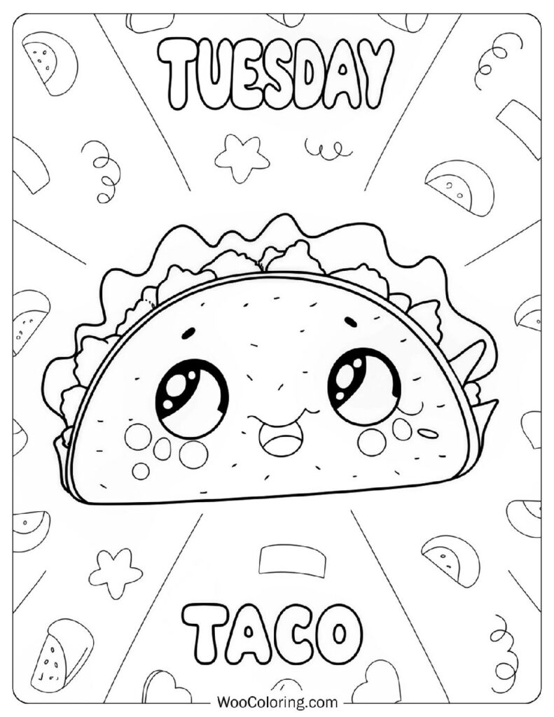 30 Taco Coloring Pages (Free PDF To Print) | Woo Coloring