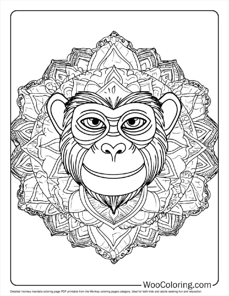 100+ Monkey coloring pages (Free PDF To Print) | Woo Coloring