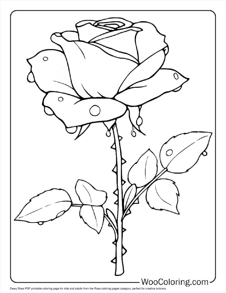 100+ Rose coloring pages (Free PDF To Print) | Woo Coloring