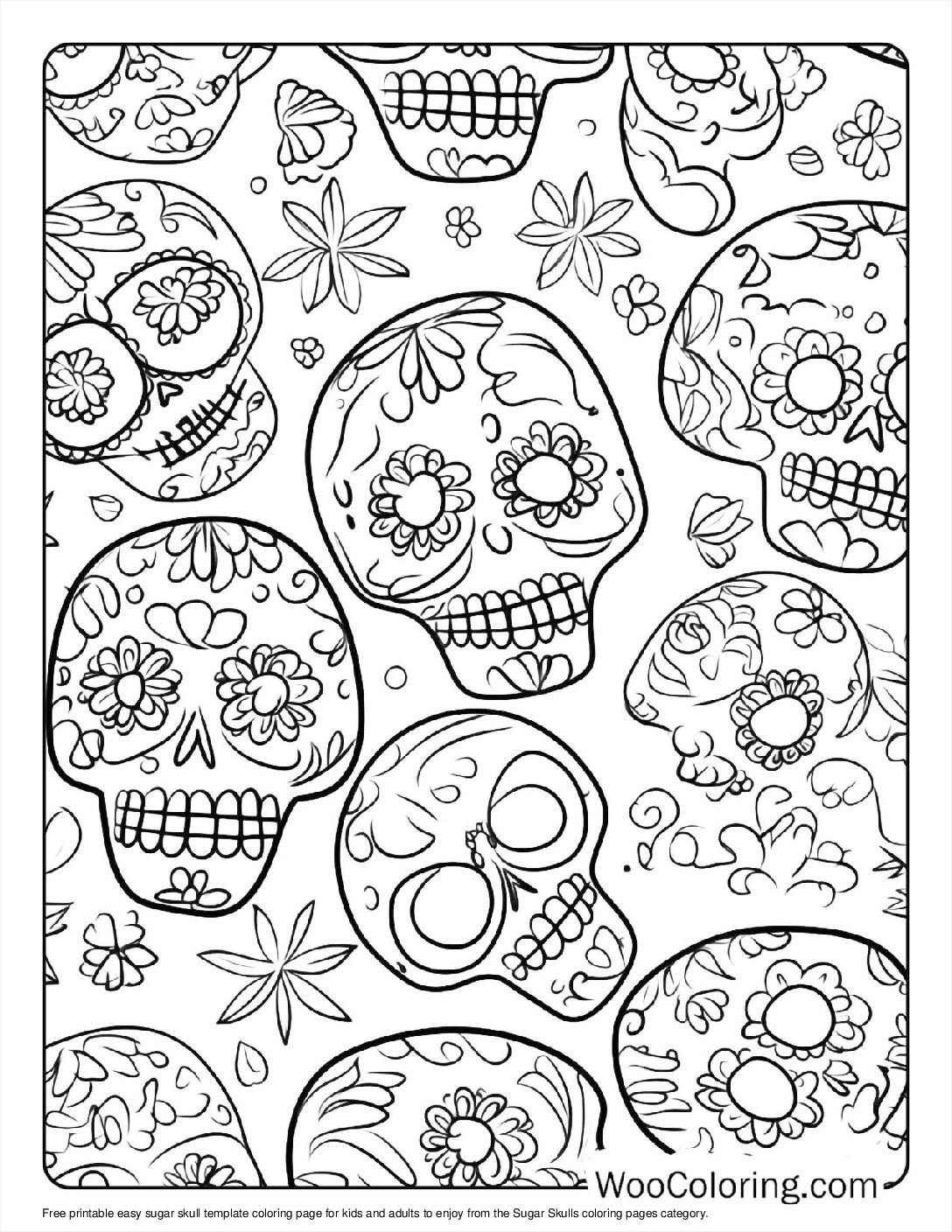 100+ Sugar Skulls coloring pages (Free PDF To Print) | Woo Coloring