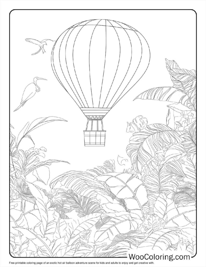 100+ Hot Air Balloon coloring pages (Free PDF To Print) | Woo Coloring