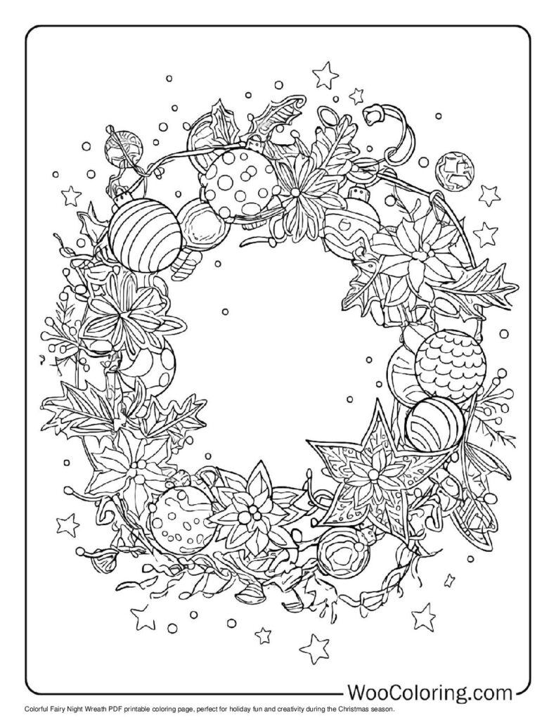 100+ Christmas Wreath coloring pages (Free PDF To Print) | Woo Coloring