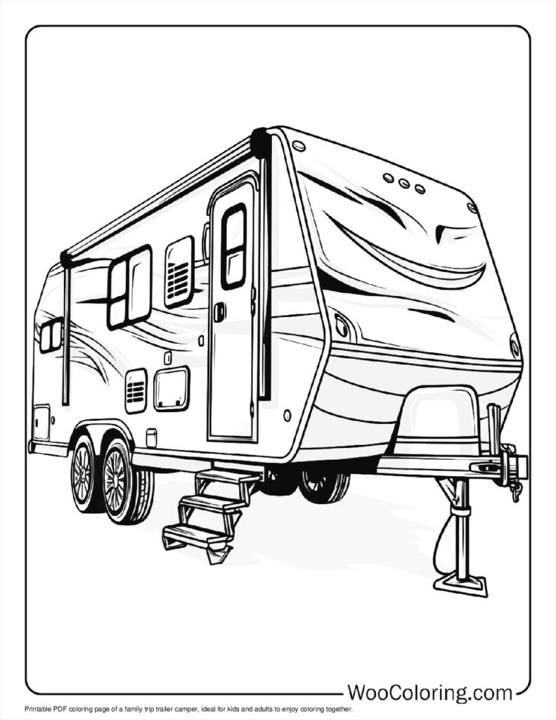 Fifth Wheel Camper Trailer Drawings Sketch Coloring Page