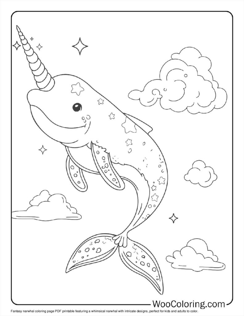 100+ Narwhal coloring pages (Free PDF To Print) | Woo Coloring