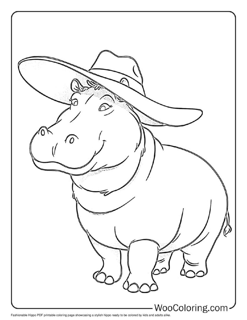 100+ Hippo coloring pages (Free PDF To Print) | Woo Coloring