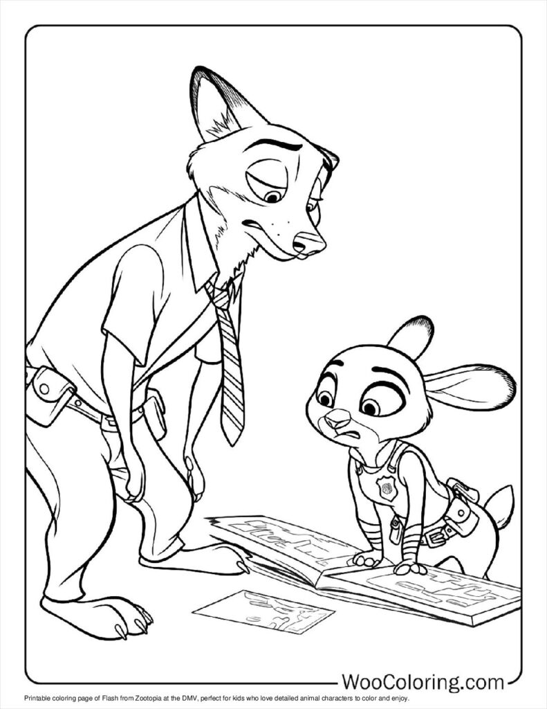 100+ Zootopia coloring pages (Free PDF To Print) | Woo Coloring