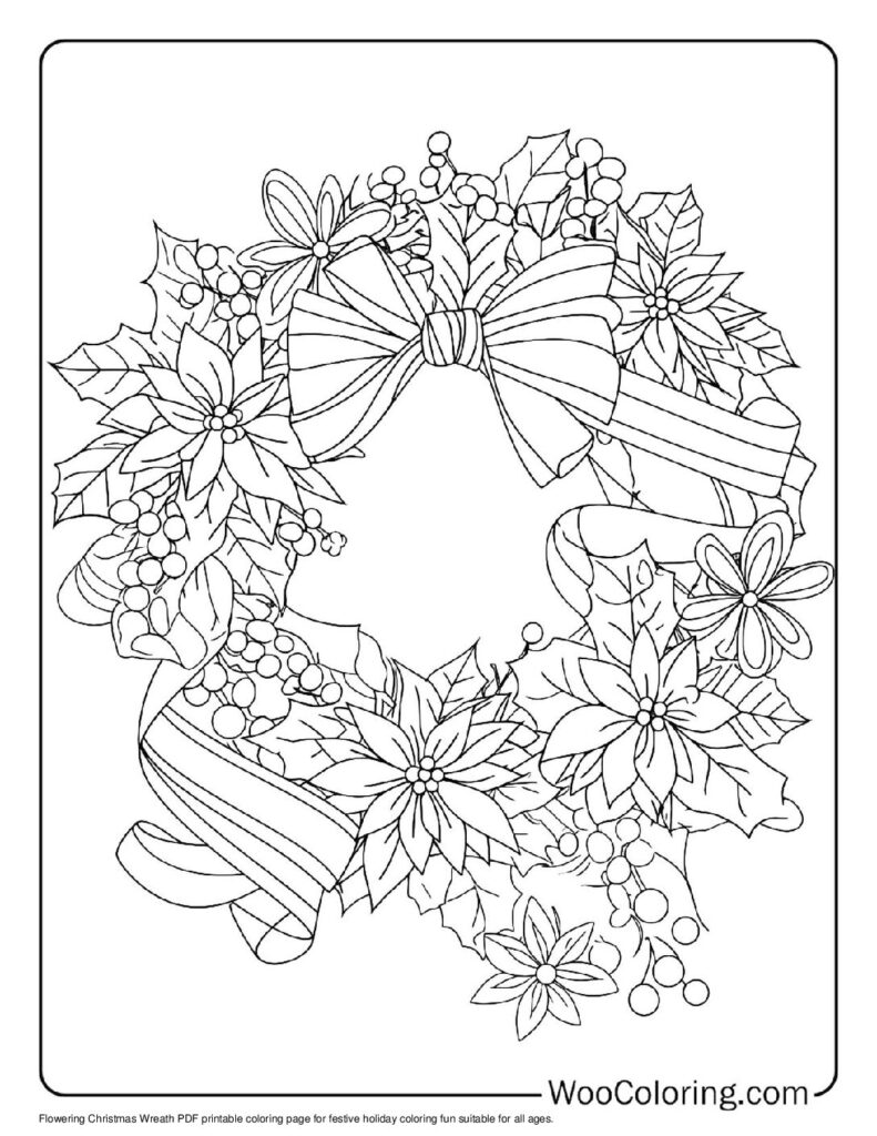 100+ Christmas Wreath coloring pages (Free PDF To Print) | Woo Coloring