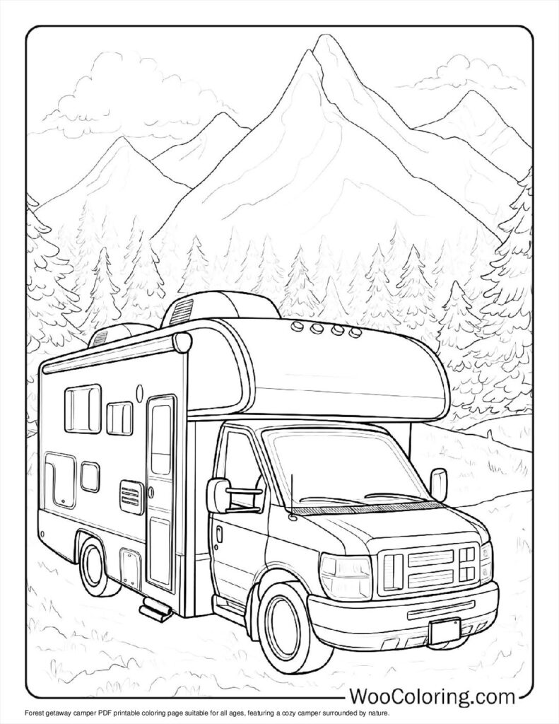 100+ Camper & RV coloring pages (Free PDF To Print) | Woo Coloring