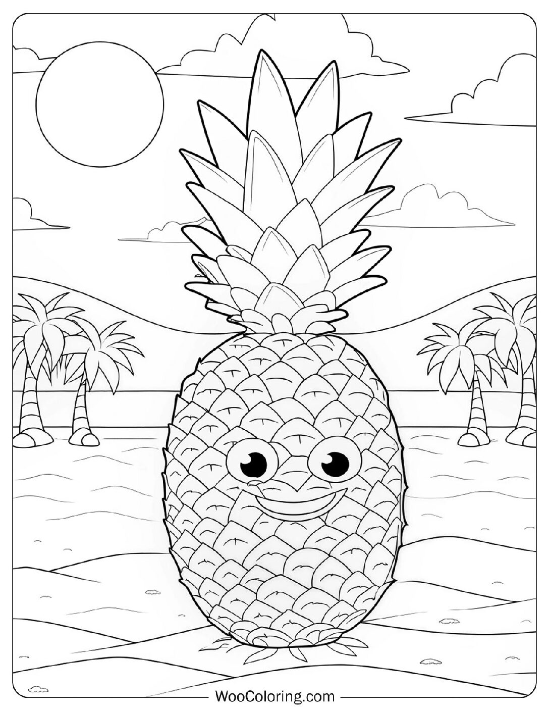24 Pineapple Coloring Pages (Free PDF To Print) | Woo Coloring