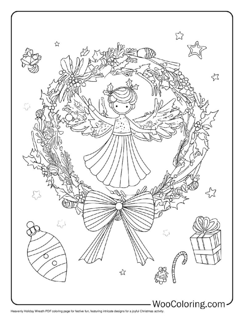 100+ Christmas Wreath coloring pages (Free PDF To Print) | Woo Coloring