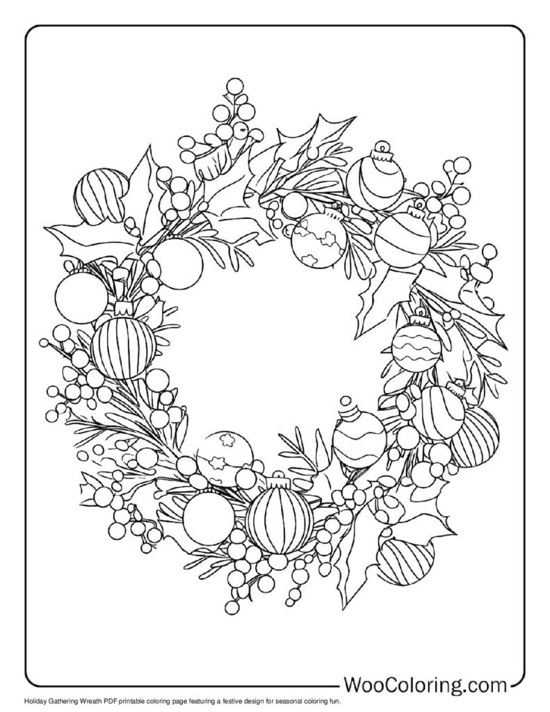100+ Christmas Wreath coloring pages (Free PDF To Print) | Woo Coloring