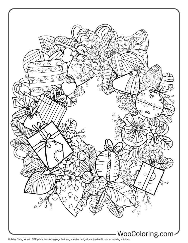 100+ Christmas Wreath coloring pages (Free PDF To Print) | Woo Coloring