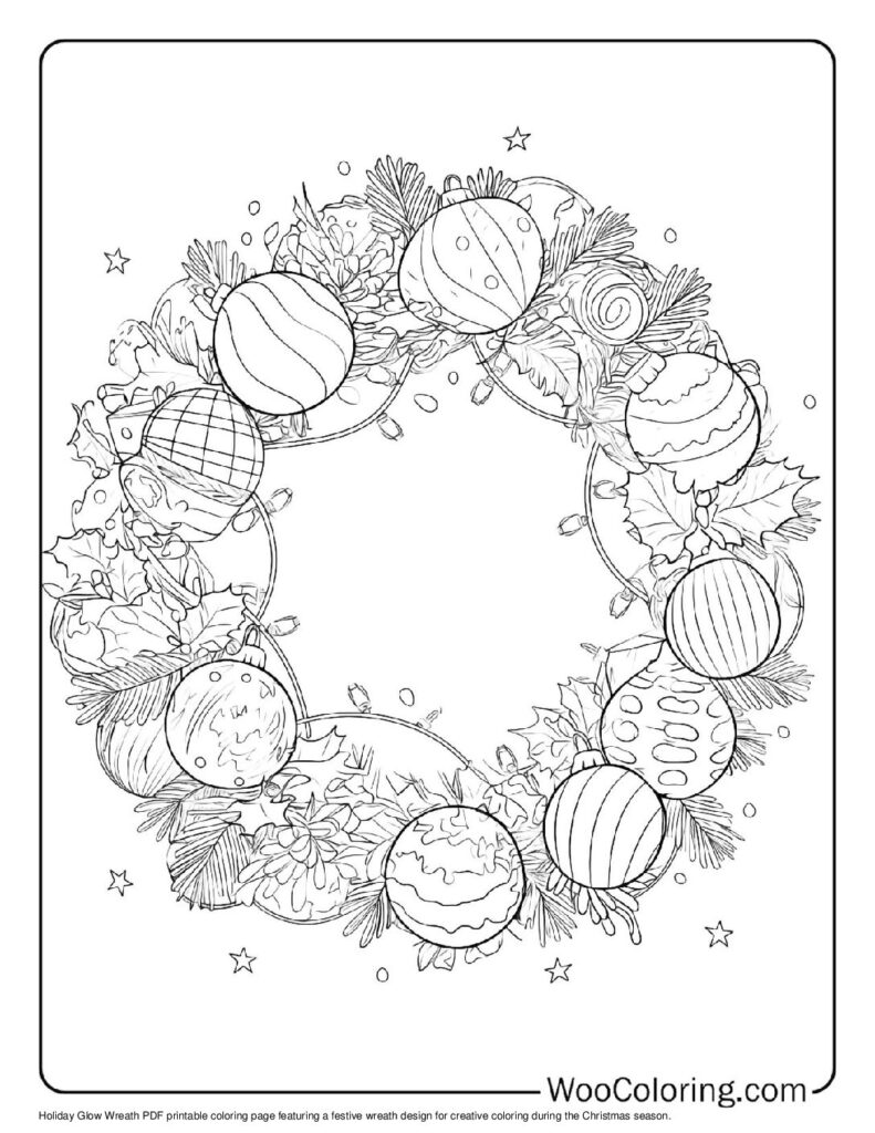100+ Christmas Wreath coloring pages (Free PDF To Print) | Woo Coloring