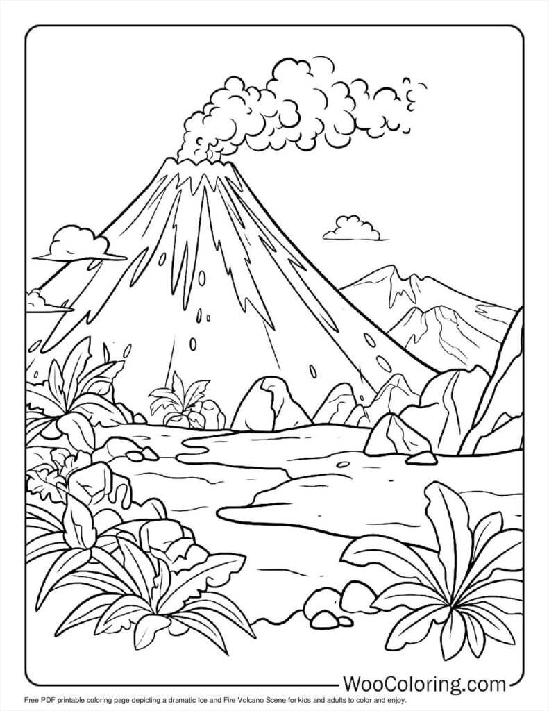 100+ Volcano coloring pages (Free PDF To Print) | Woo Coloring