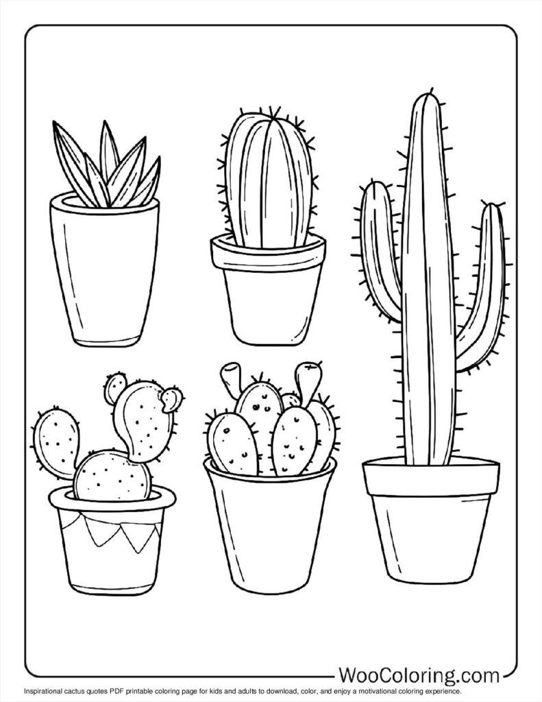 100+ Cactus coloring pages (Free PDF To Print) | Woo Coloring
