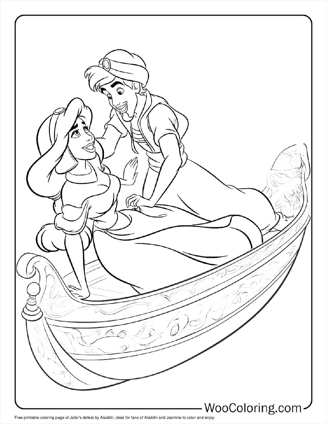 100+ Aladdin & Jasmine coloring pages (Free PDF To Print) | Woo Coloring