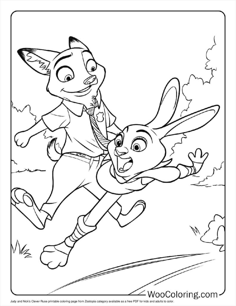 100+ Zootopia coloring pages (Free PDF To Print) | Woo Coloring