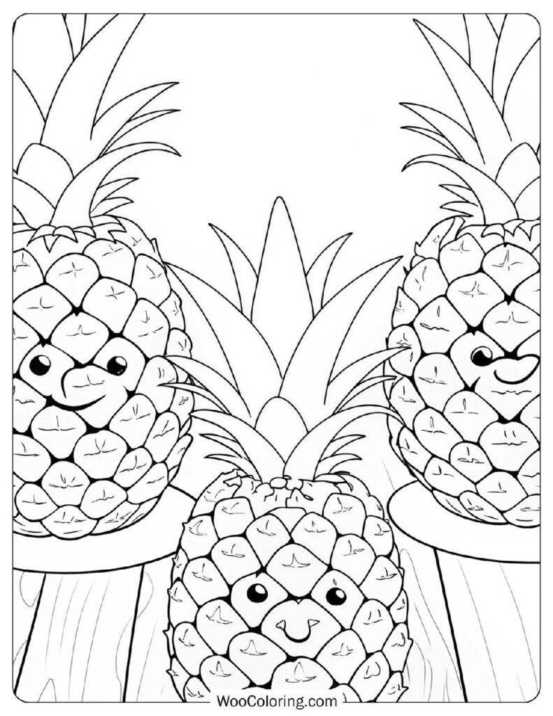24 Pineapple Coloring Pages (Free PDF To Print) | Woo Coloring