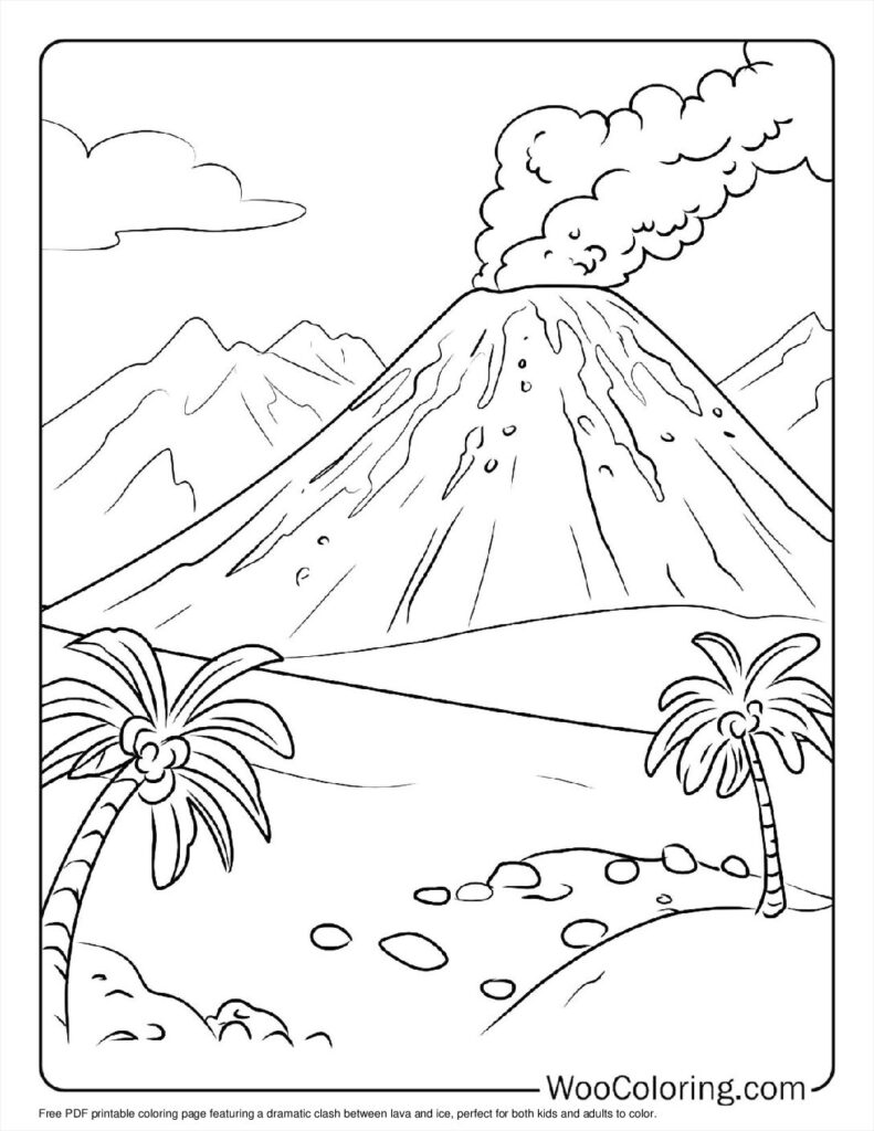 100+ Volcano coloring pages (Free PDF To Print) | Woo Coloring