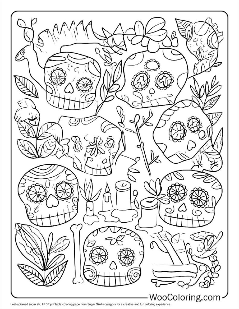 100+ Sugar Skulls coloring pages (Free PDF To Print) | Woo Coloring