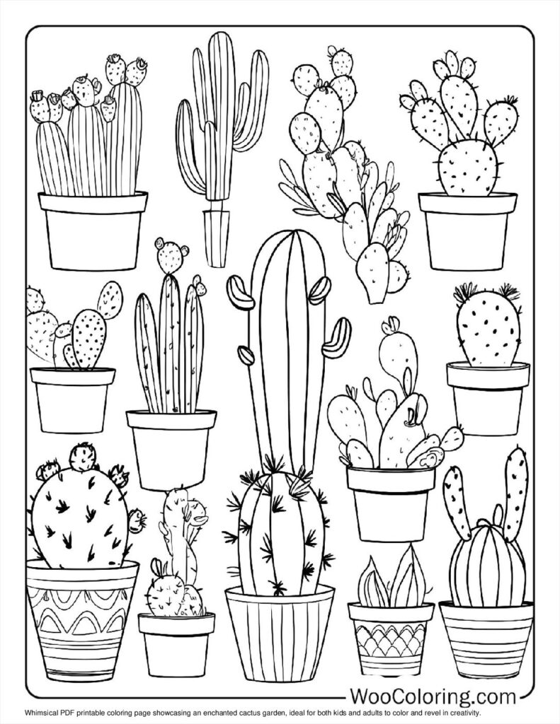 100+ Cactus coloring pages (Free PDF To Print) | Woo Coloring