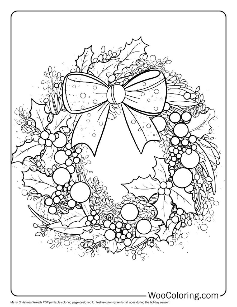 100+ Christmas Wreath coloring pages (Free PDF To Print) | Woo Coloring