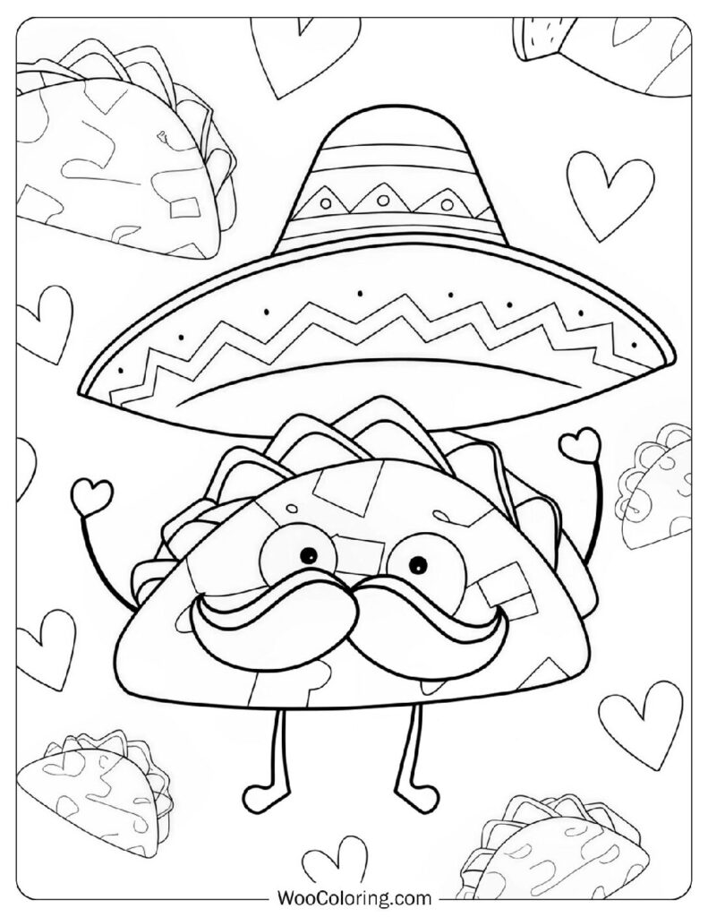 30 Taco Coloring Pages (Free PDF To Print) | Woo Coloring